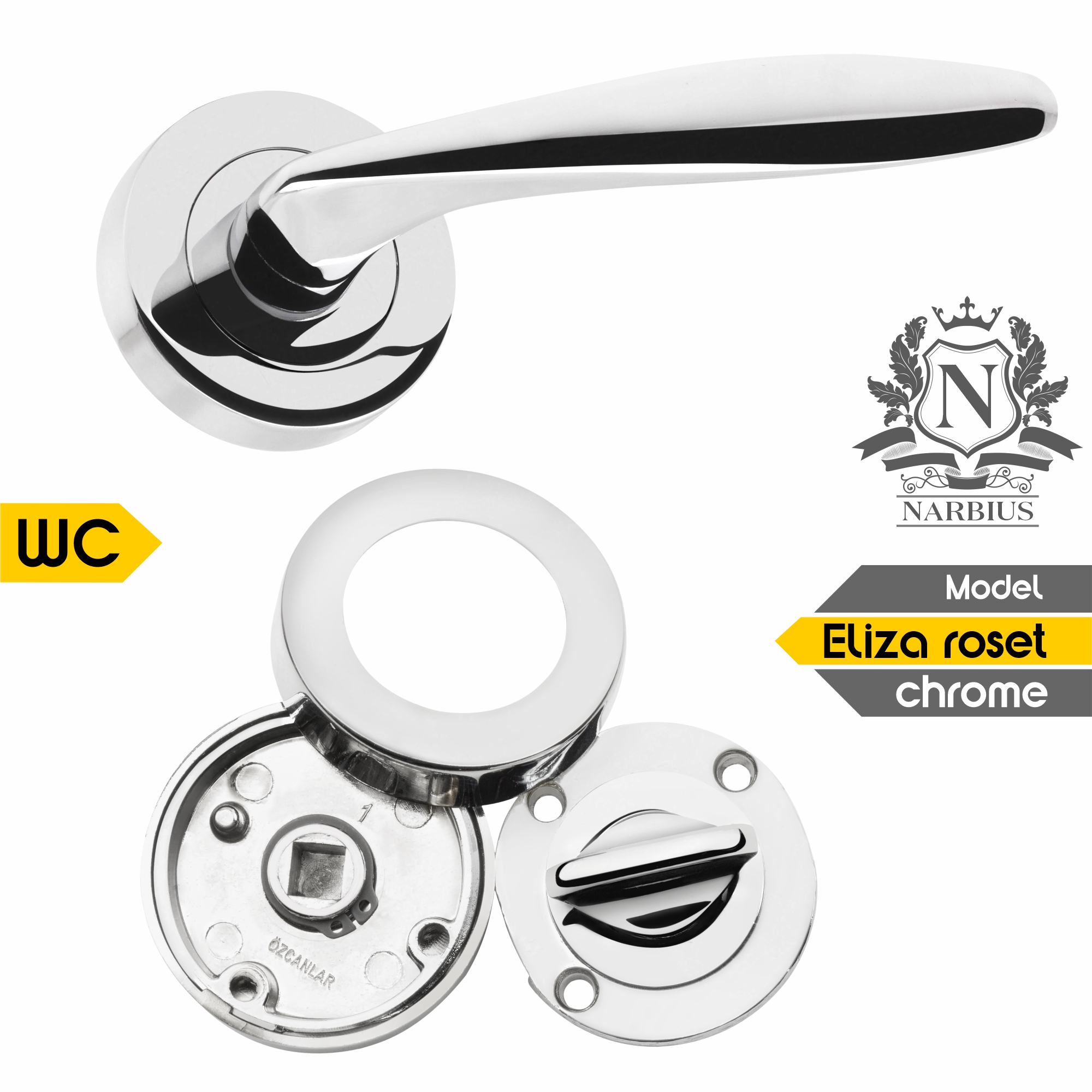 Germanseller - Türgriff Chrom Türdrücker Türbeschlag Rozette Poliert ...